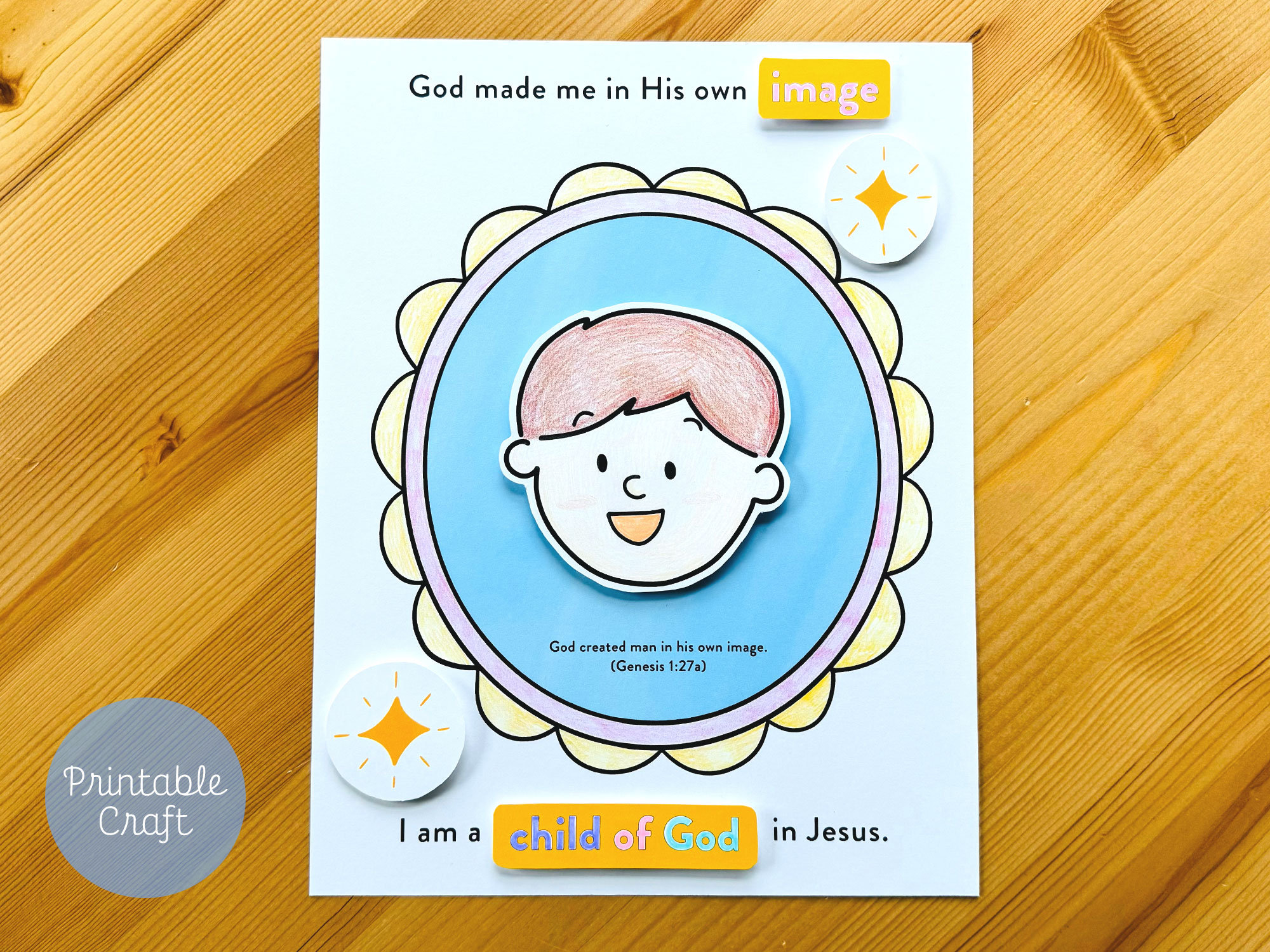 God Made Me Craft, Child of God Craft, Sunday School Printable ...
