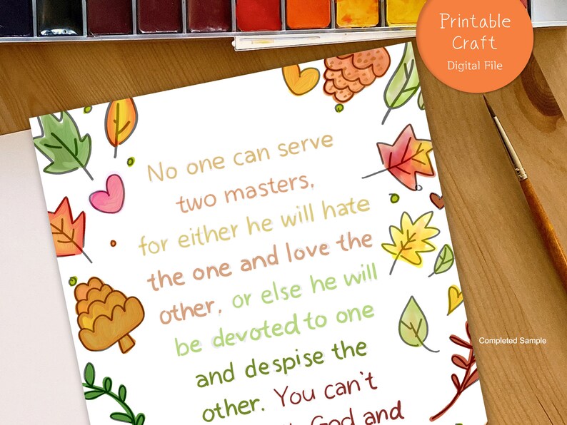 Love God Bible Verse Coloring Craft | Sunday School Lesson | Matt 6:24 ...