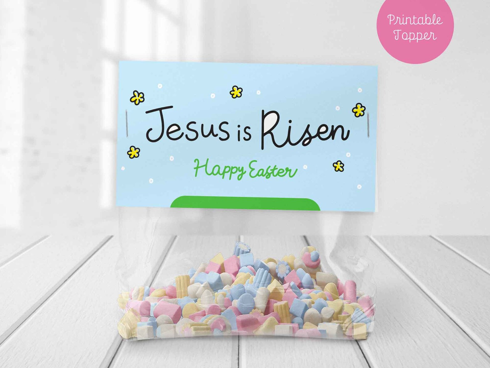 Jesus is Risen Easter Treat Bag Toppers, He is Risen Easter Topper ...