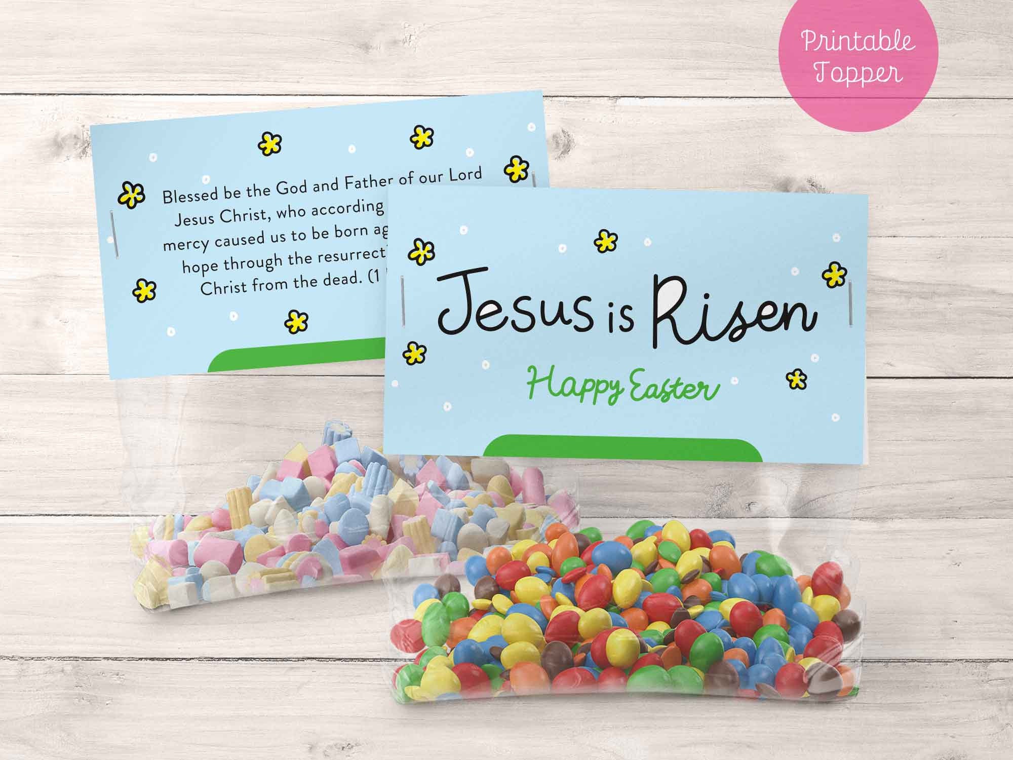 Jesus is Risen Easter Treat Bag Toppers, He is Risen Easter Topper ...