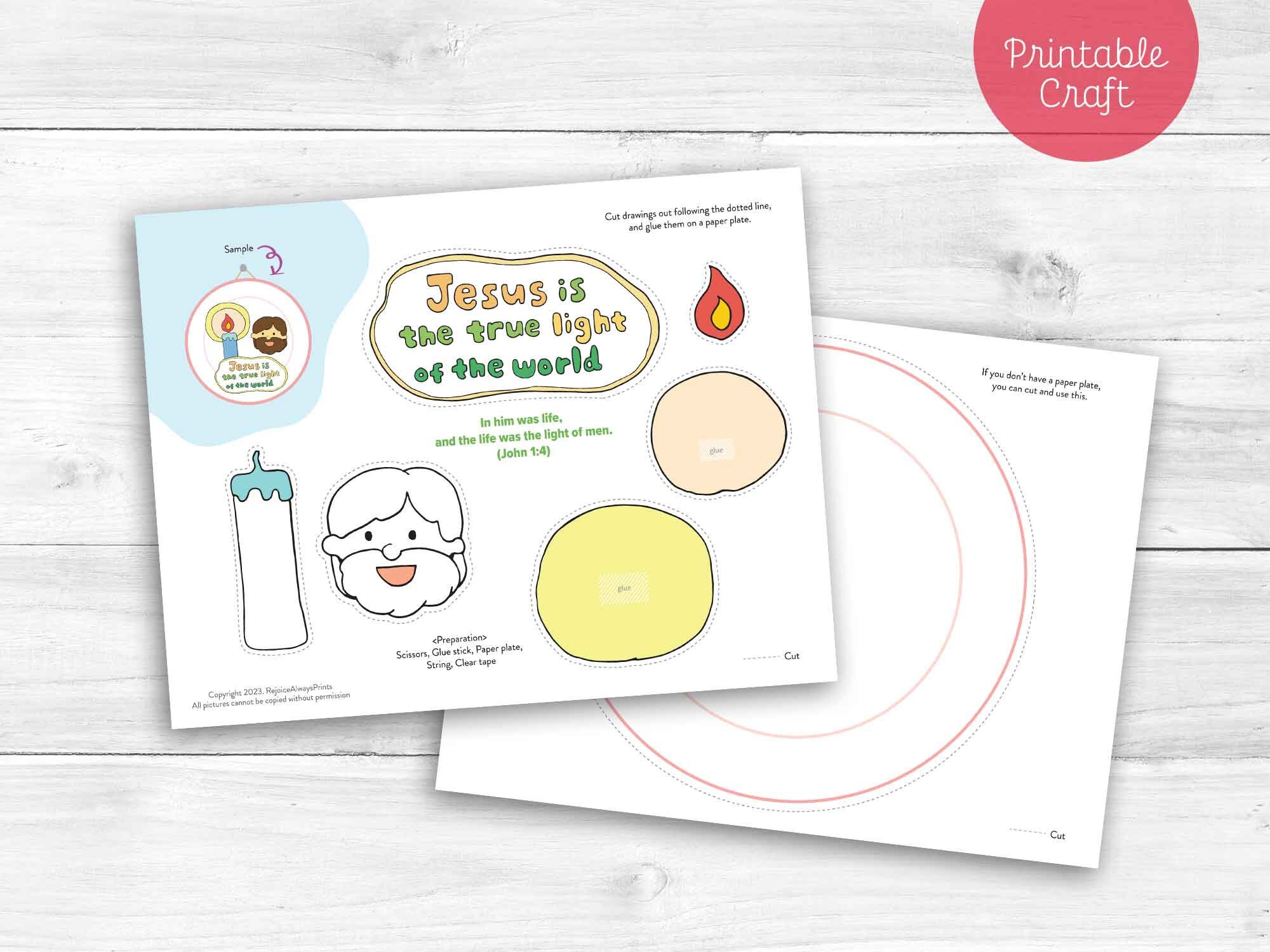 Light of the World Craft, Sunday School Printable, Christian Kids ...