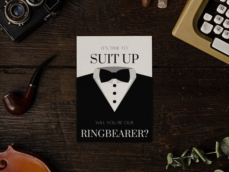 SUIT UP Printable Ringbearer Proposal Minimalist Design - Etsy