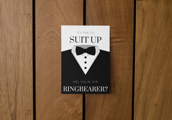 SUIT UP Printable Ringbearer Proposal Minimalist Design - Etsy