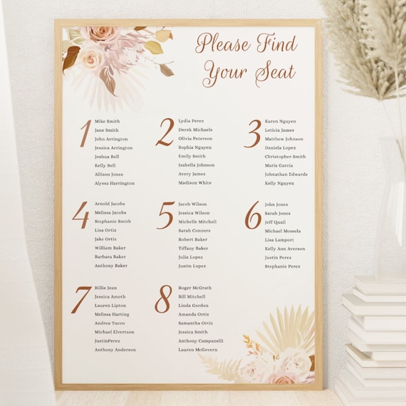 Editable Boho Seating Chart Template Edit Download Print - Etsy