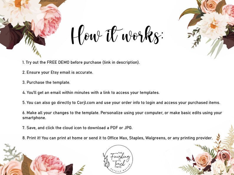 Editable Boho Bridal Shower & Wedding Menu Template Edit, Download ...