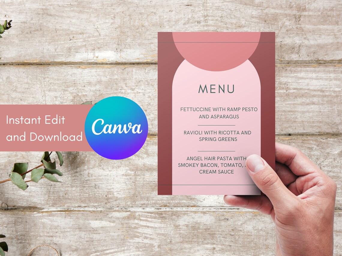 Pink Menu Template, Modern Menu Template, Bachelorette Menu, Wedding ...