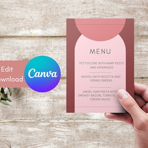 Pink Menu Template, Modern Menu Template, Bachelorette Menu, Wedding ...