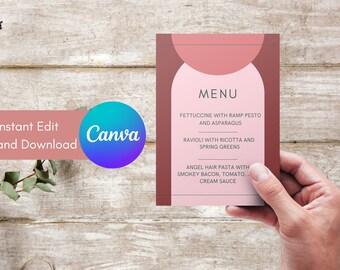 Pink Menu Template, Modern Menu Template, Bachelorette Menu, Wedding ...