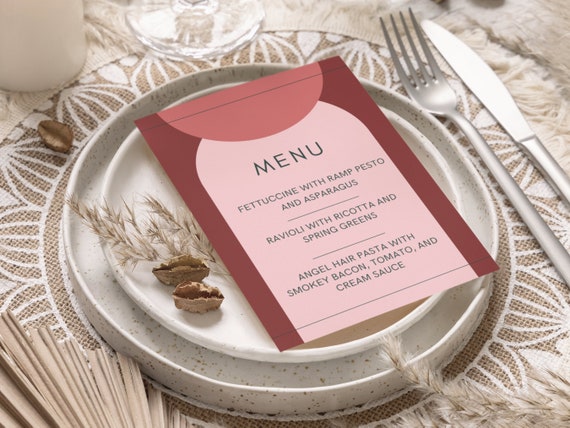Pink Menu Template Modern Menu Template Bachelorette Menu - Etsy