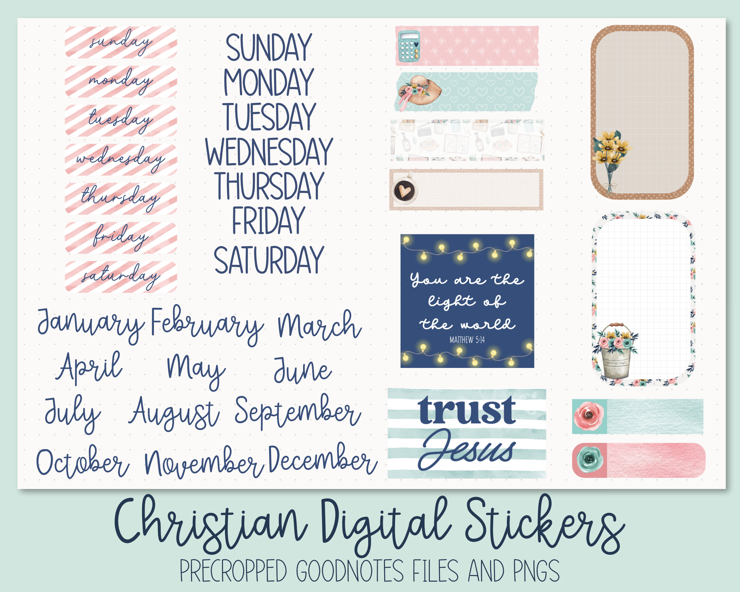 Christian Digital Planner, Faith Digital Stickers, Goodnotes Stickers ...