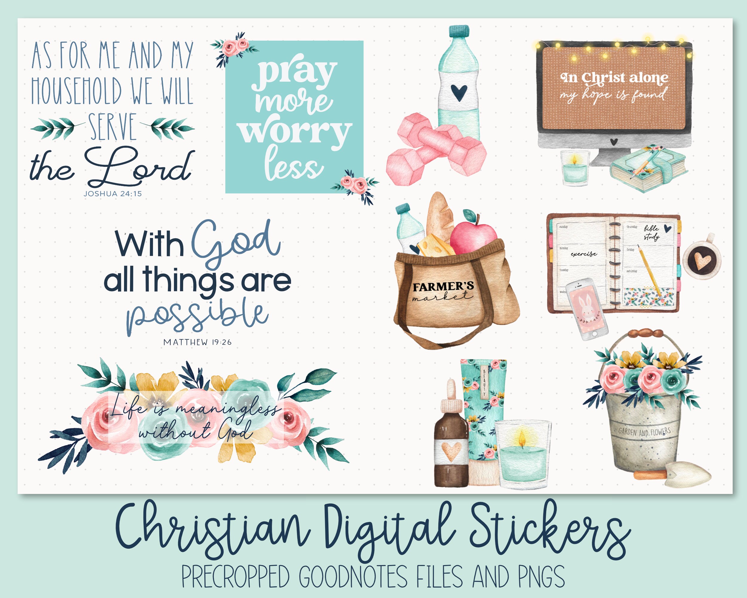 Christian Digital Planner, Faith Digital Stickers, Goodnotes Stickers ...