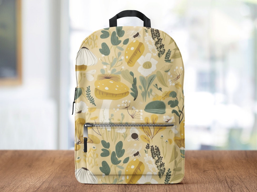 Yellow Spring Flower Cottagecore Mushroom Backpack School Accessories ...