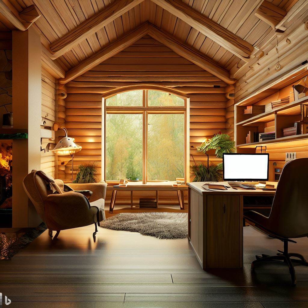 Rustic Cabin Office Zoom Virtual Backgrounds Backdrop - Etsy