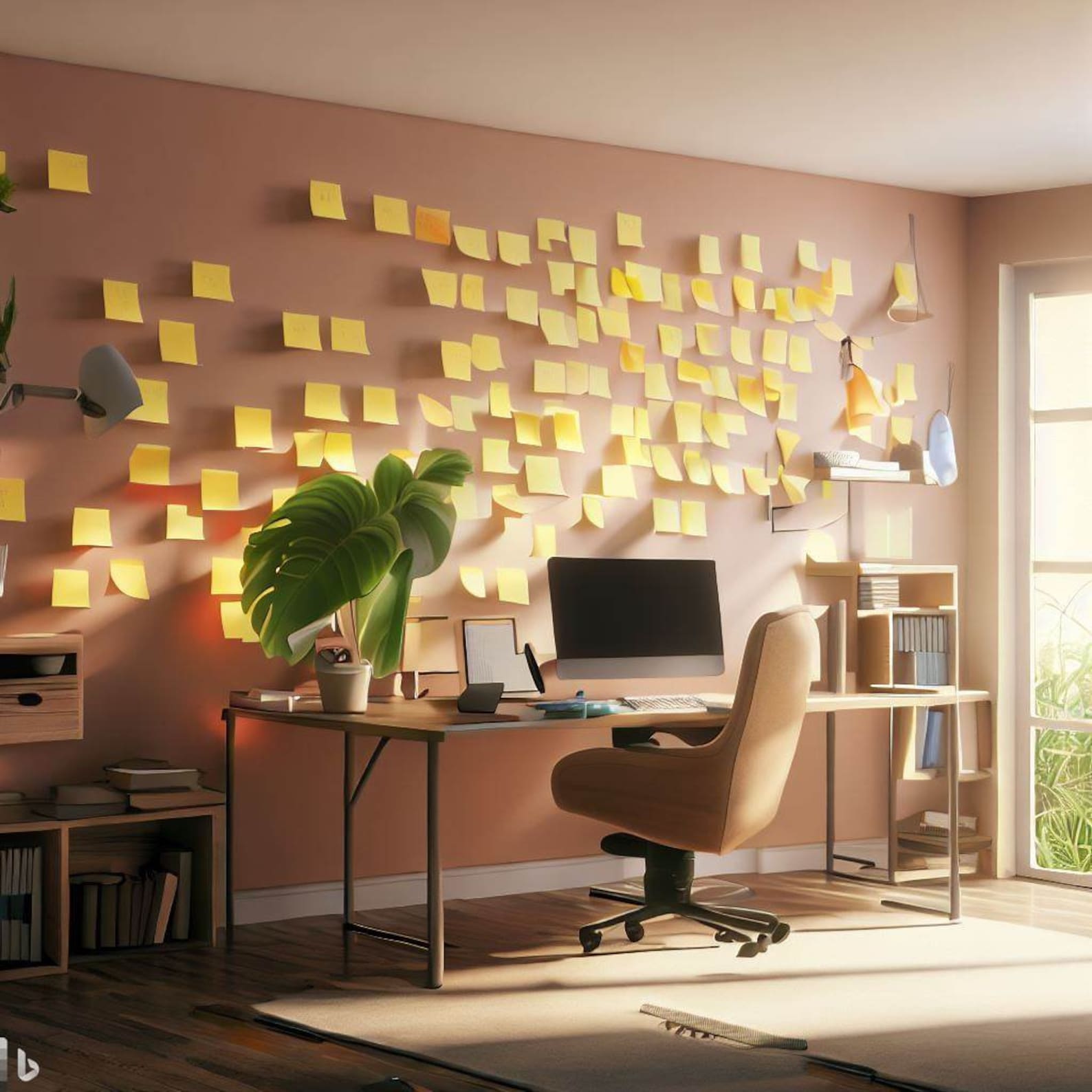 Minimalist Home Office With Post-it Notes | Zoom Backgrounds | Virtual ...