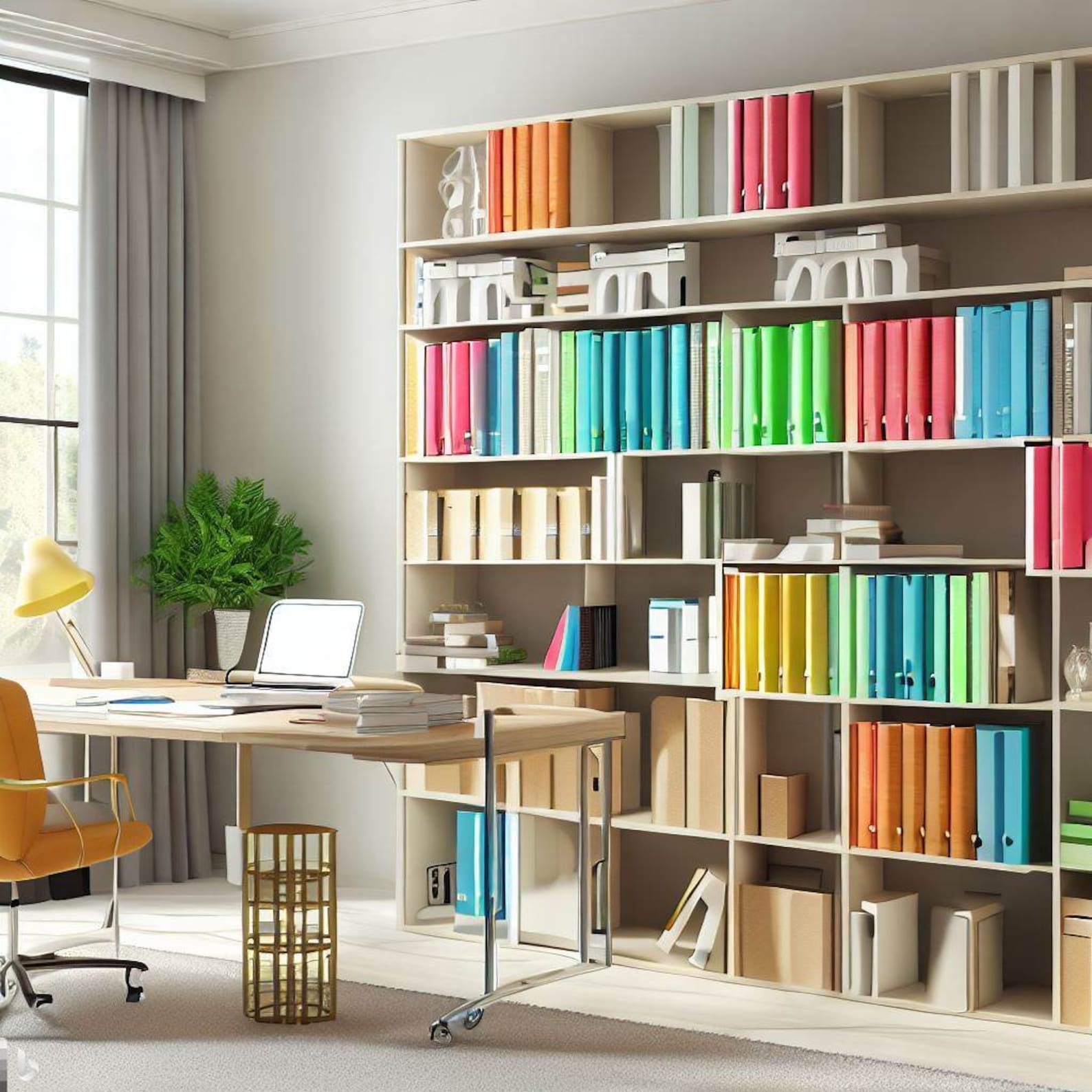 Office With Colorful Bookshelf | Zoom Backgrounds | Virtual Backdrop ...