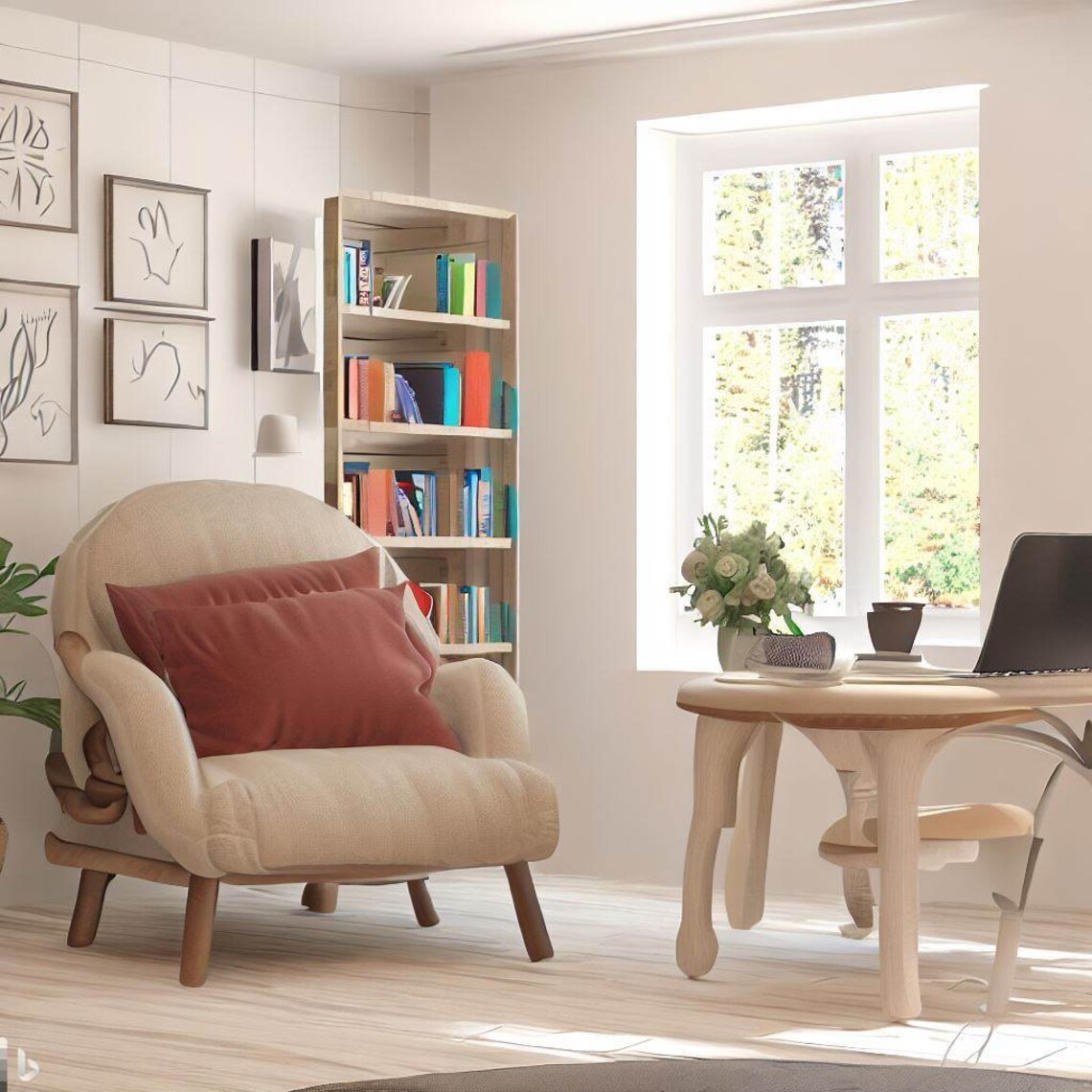 Living Room Office With Reading Nook | Zoom Backgrounds | Virtual ...