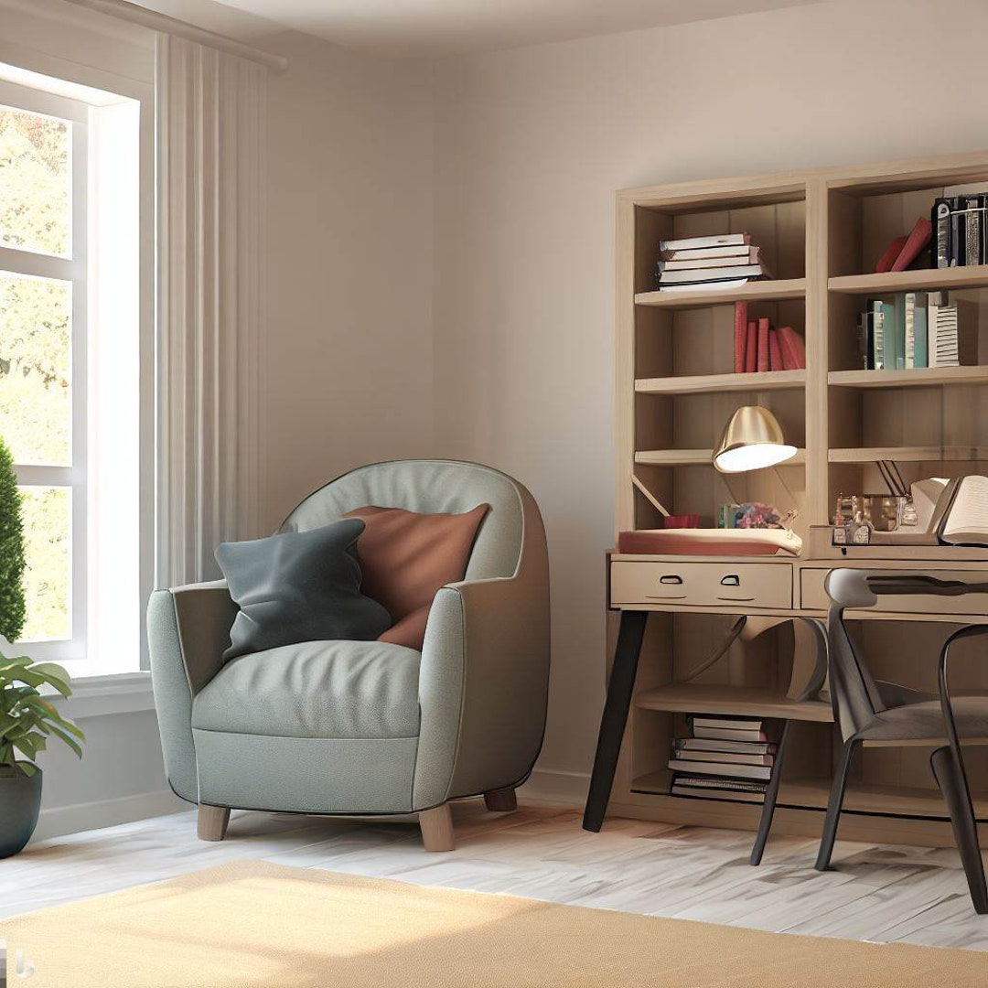 Home Office With Reading Nook | Zoom Backgrounds | Virtual Backdrop ...