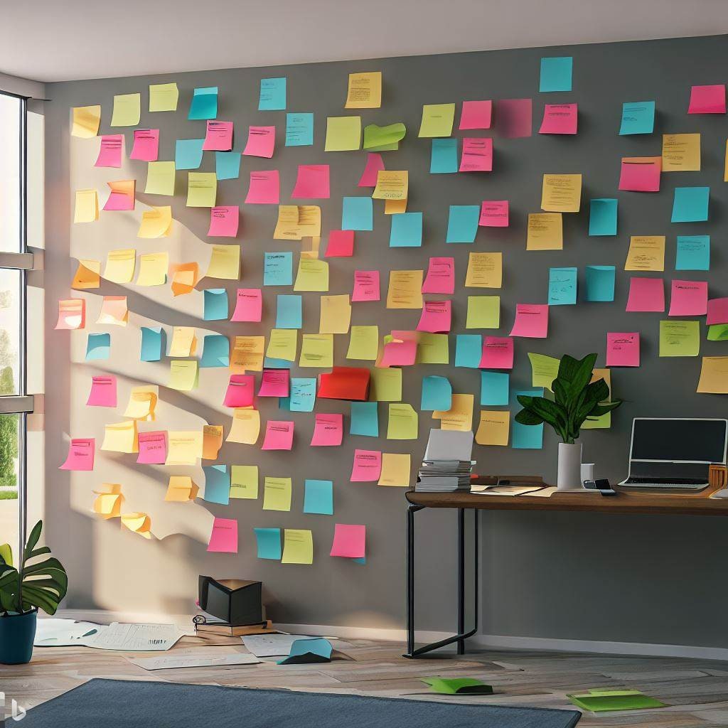 Minimalist Home Office With Post-it Wall | Zoom Backgrounds | Virtual ...