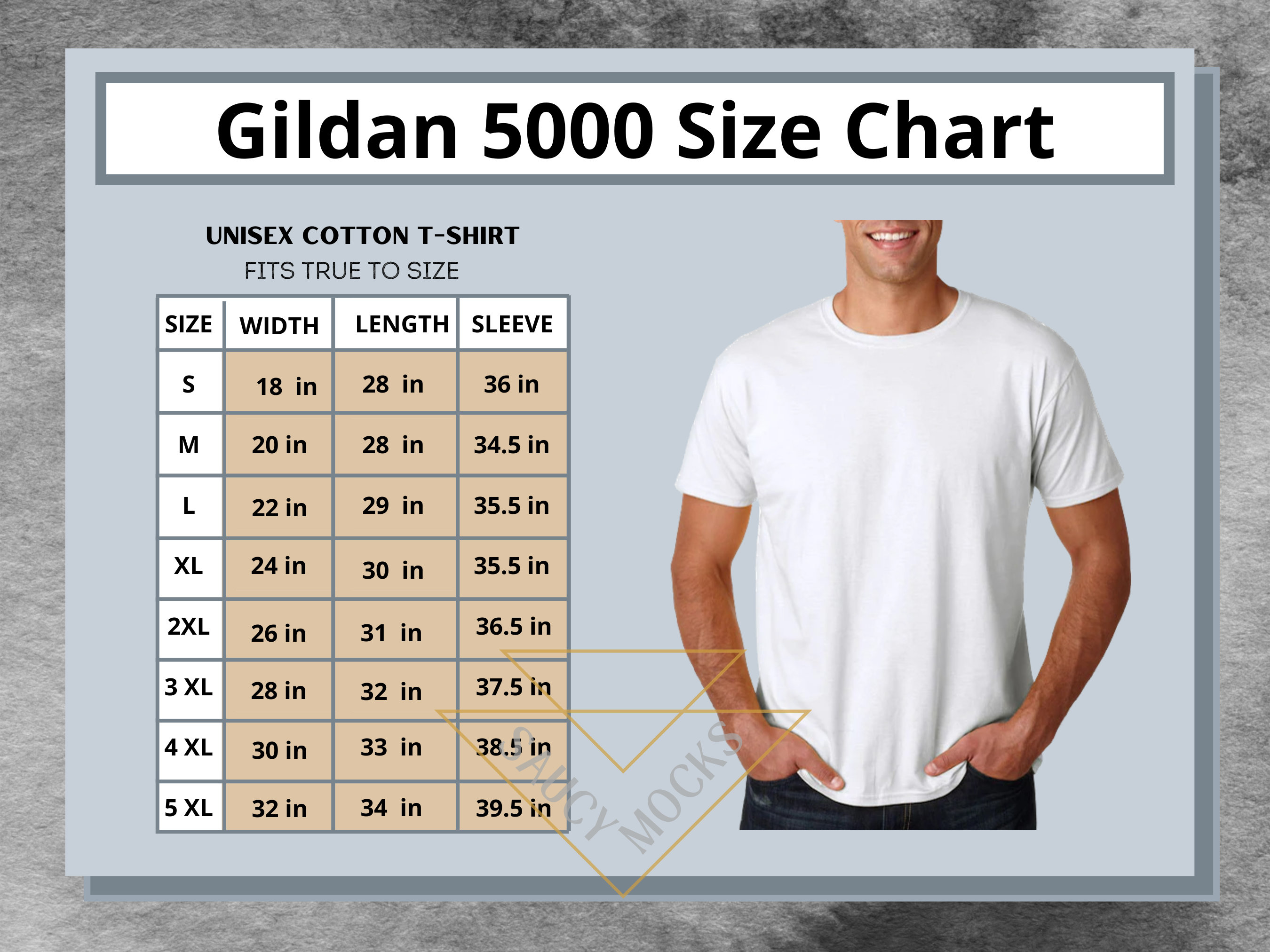 Gildan 5000 Size Chart 5000 Mockup Unisex Size Chart Gildan - Etsy