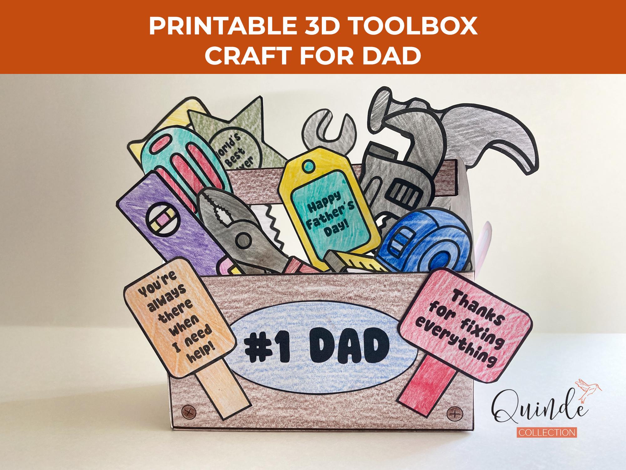 Printable Father's Day Coloring Toolbox - 3D Craft Kit for Dad - DIY ...
