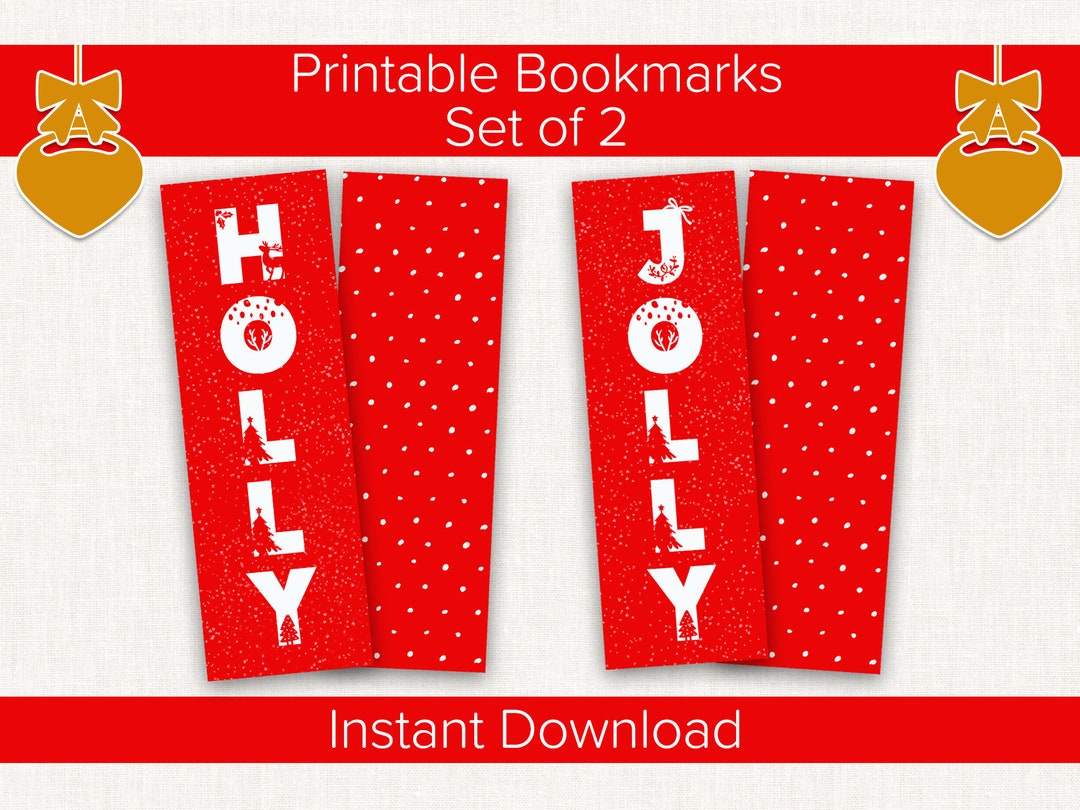 Printable Christmas Bookmarks Holly Jolly. Double Sided Holly Jolly ...