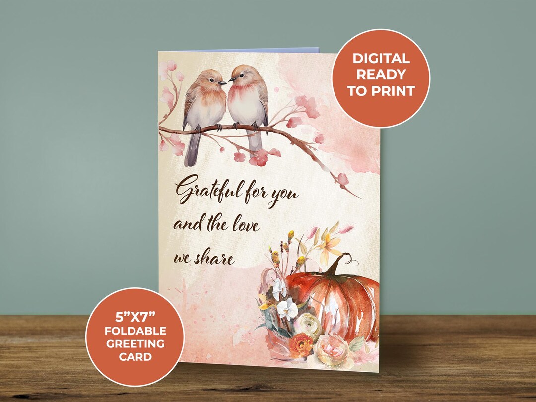 Romantic Thanksgiving Card - Grateful for You and the Love We Share ...