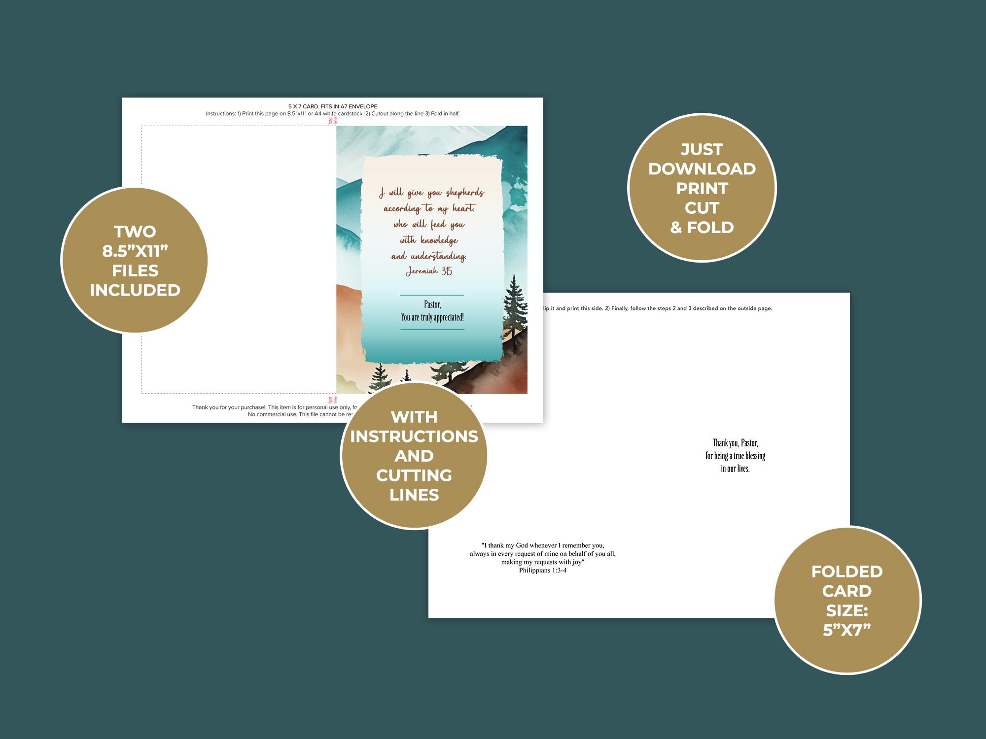 Pastor Appreciation Card - Digital Download - Printable - Thank You ...