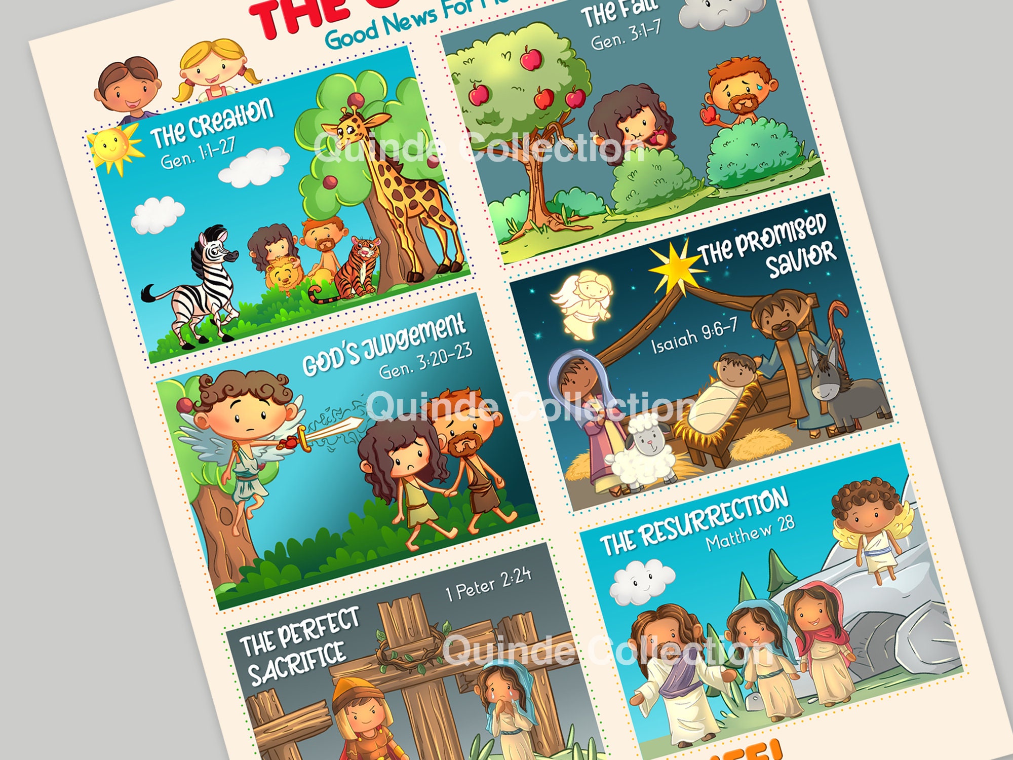 The Gospel for Kids, Christian Posters, Sunday School Decor, Scripture ...