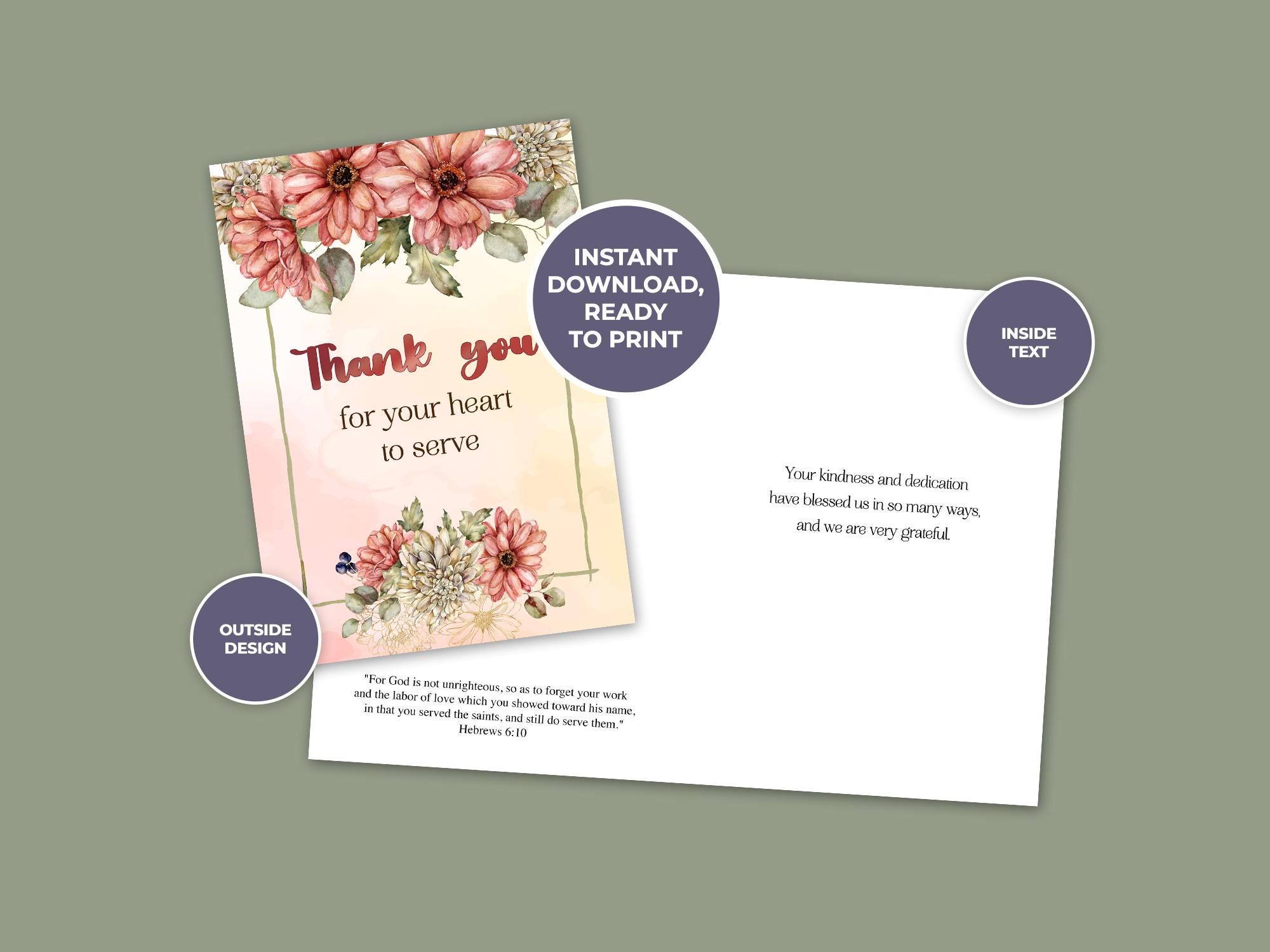 Ministry Appreciation Card - Thank You for Your Heart to Serve ...