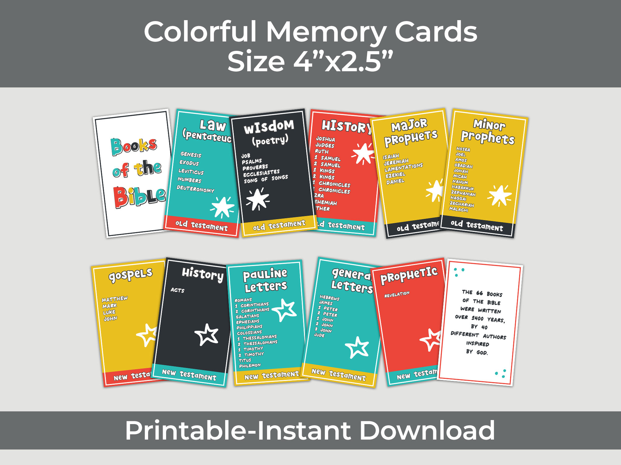 Books of the Bible Poster & Memory Cards – Christian Printable for Kids ...