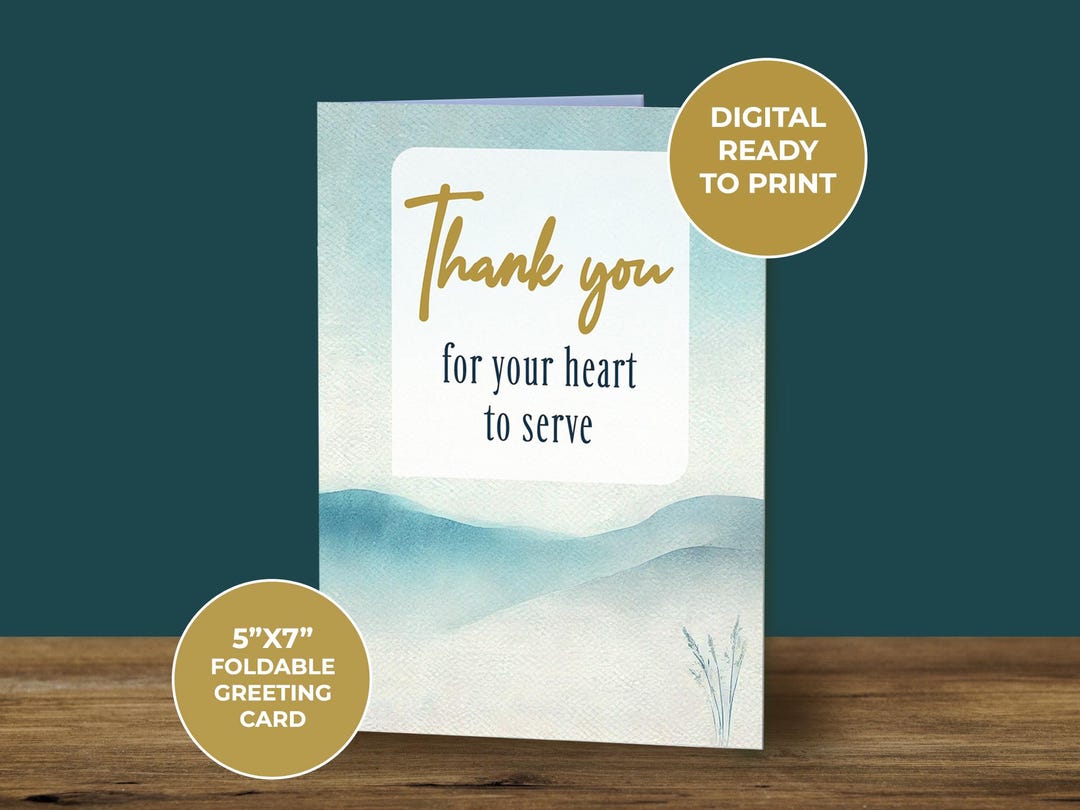 Ministry Appreciation Card - Thank You for Your Heart to Serve ...