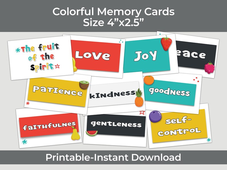 The Fruit of the Spirit for Kids Poster and Memory Cards Set. Instant ...