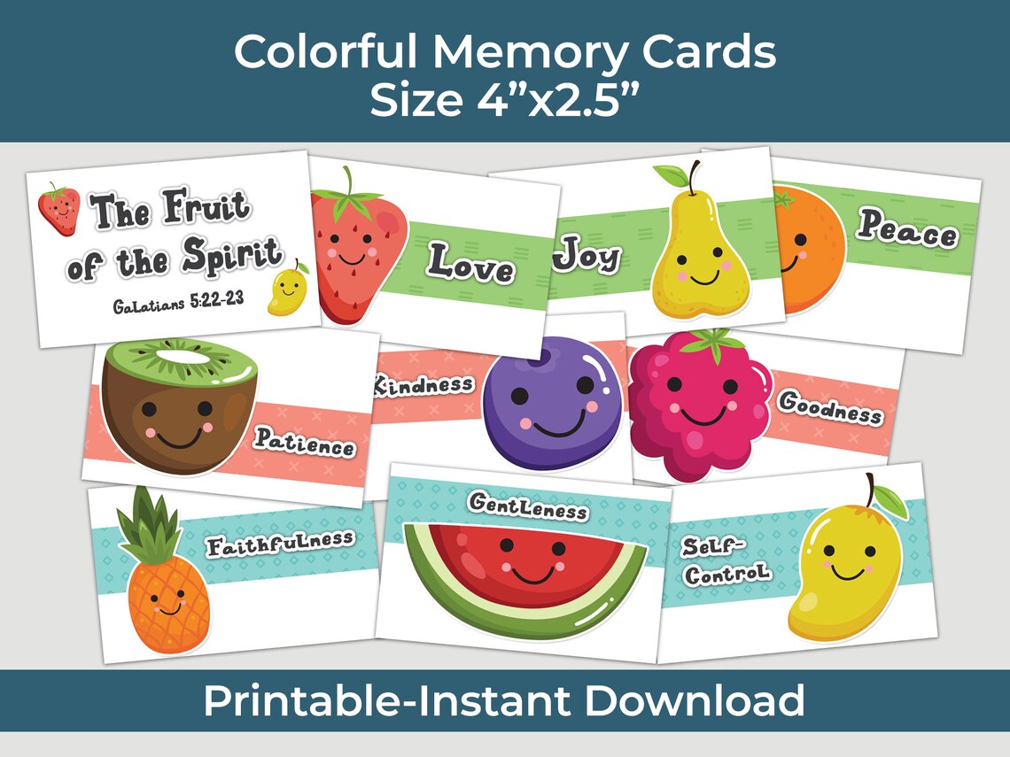 Fruit of the Spirit Poster & Bible Memory Cards for Kids – Christian ...