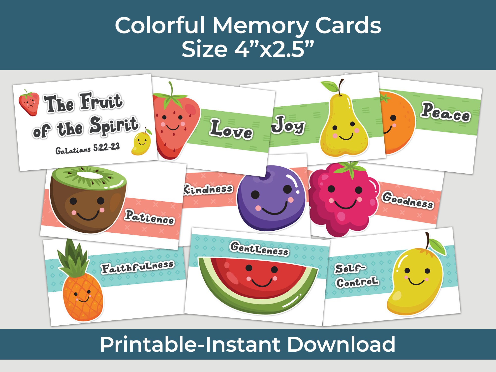 Fruit of the Spirit Poster & Bible Memory Cards for Kids – Christian ...