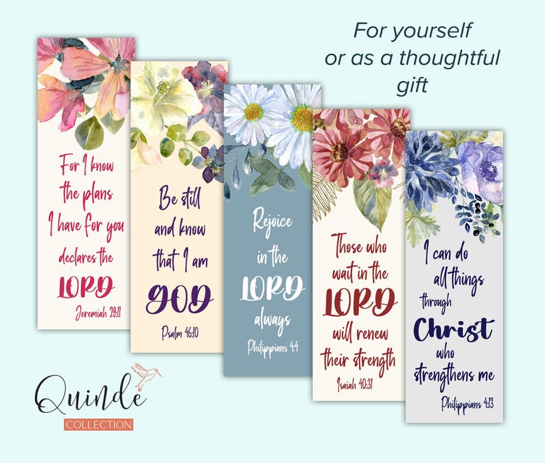 Encouragement Bible Verse Bookmarks for Women - Printable Set of 5 ...