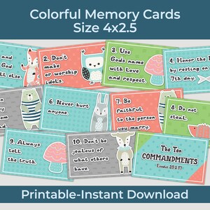 The Ten Commandments for Kids Poster and Memory Cards Set. Instant ...