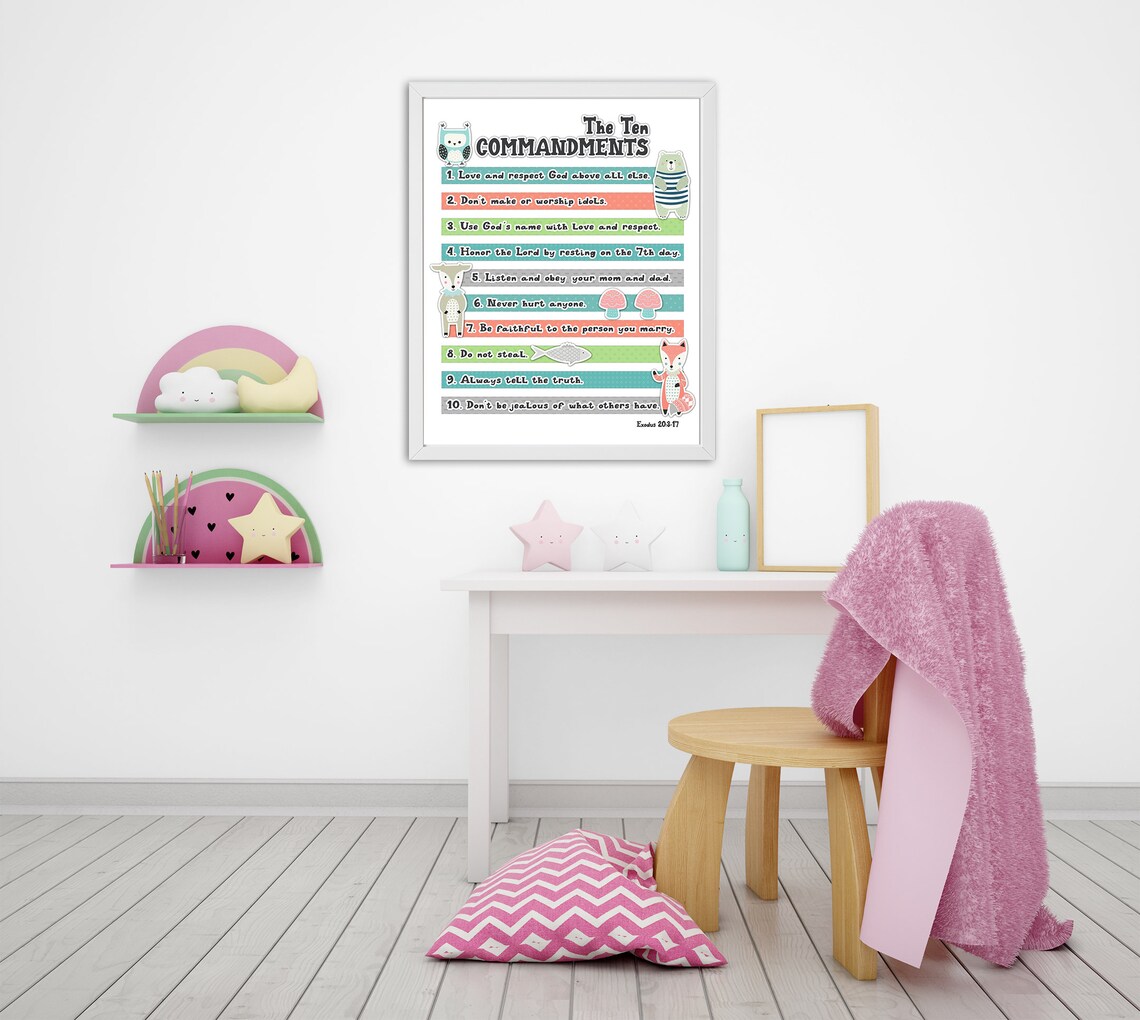 The Ten Commandments for Kids Poster and Memory Cards Set. Instant ...