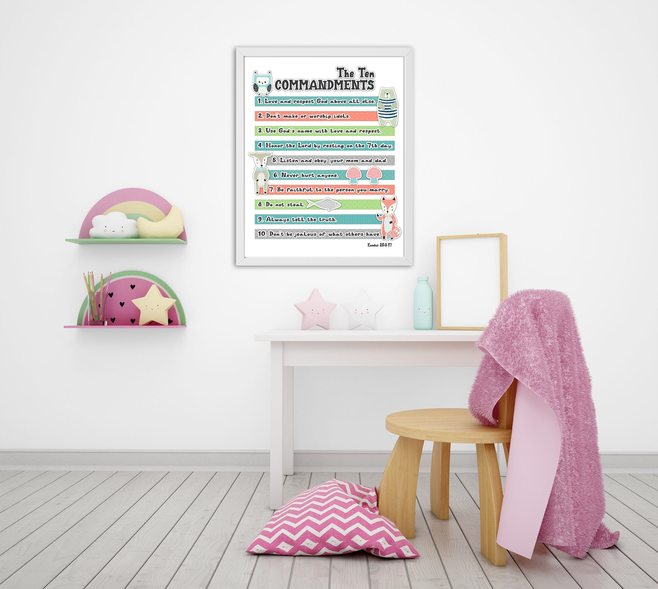 The Ten Commandments for Kids Poster and Memory Cards Set. Instant ...