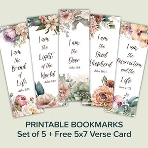 Printable Bible Verse Bookmarks Set of Five I Am Collection Inspired by ...