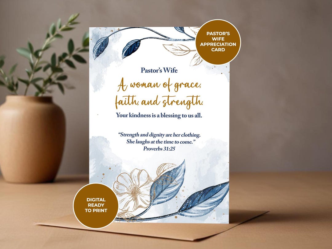 Pastor's Wife Appreciation Card, Ministry Card for Her, Printable ...