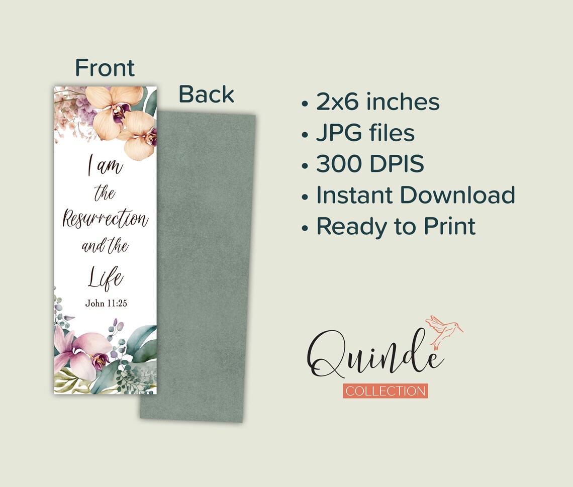 Printable Bible Verse Bookmarks Set of Seven - the I Am Statements of ...