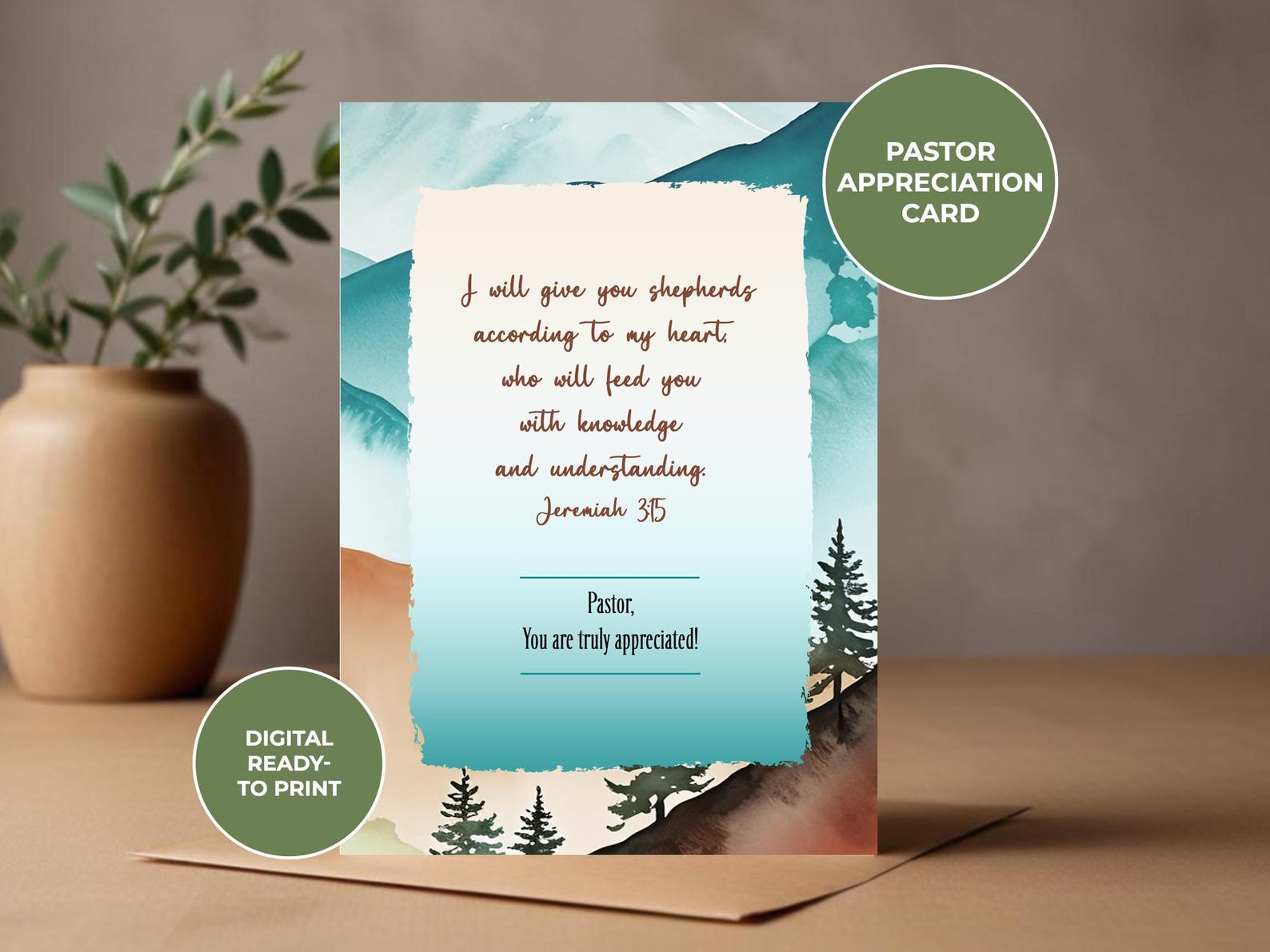 Pastor Appreciation Card - Digital Download - Printable - Thank You ...