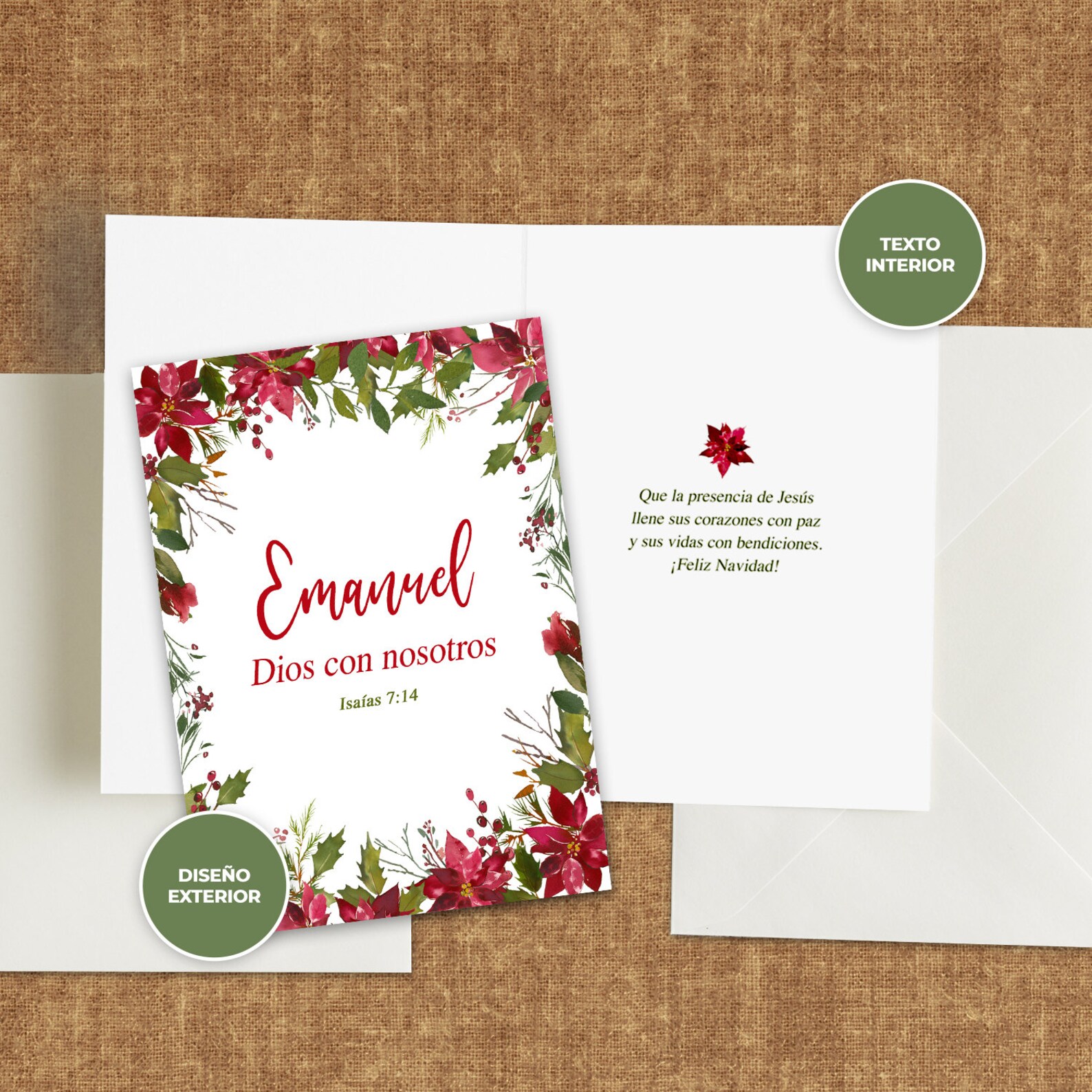 Tarjetas De Navidad Cristianas - Set De 4 - Emmanuel, Regocijaos, Venid ...