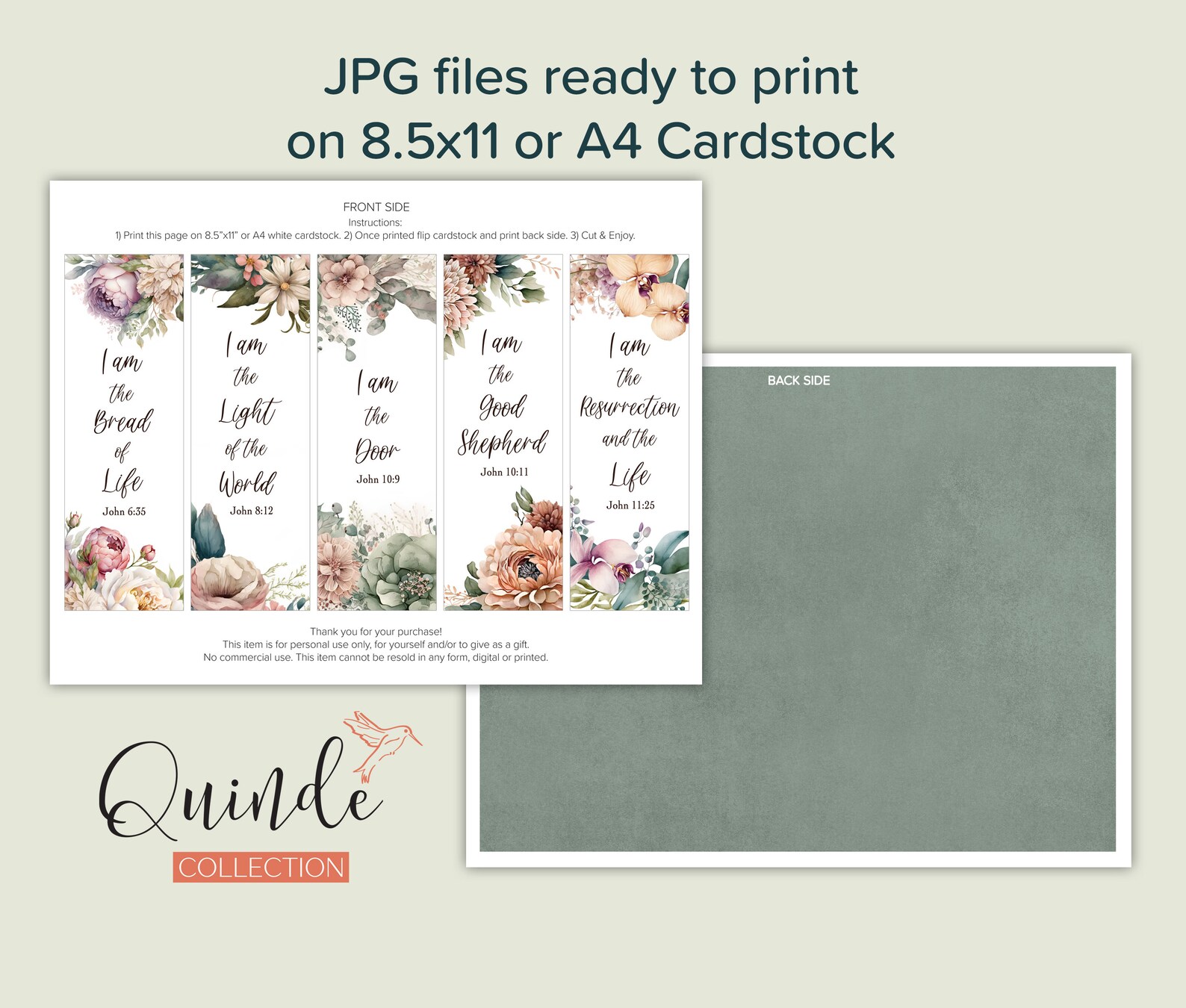 Printable Bible Verse Bookmarks Set of Five I Am Collection Inspired by ...