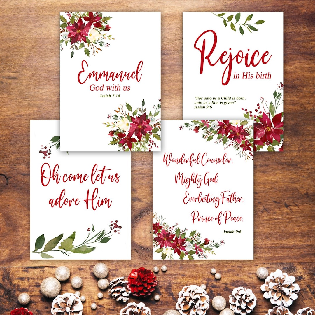 Christian Christmas Cards, Set of 4. Celebrating Jesus' Birth. FREE ...