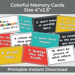 The Ten Commandments for Kids Poster and Memory Cards Set. Instant ...