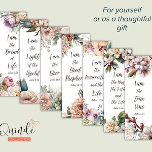 Printable Bible Verse Bookmarks Set of Seven - the I Am Statements of ...