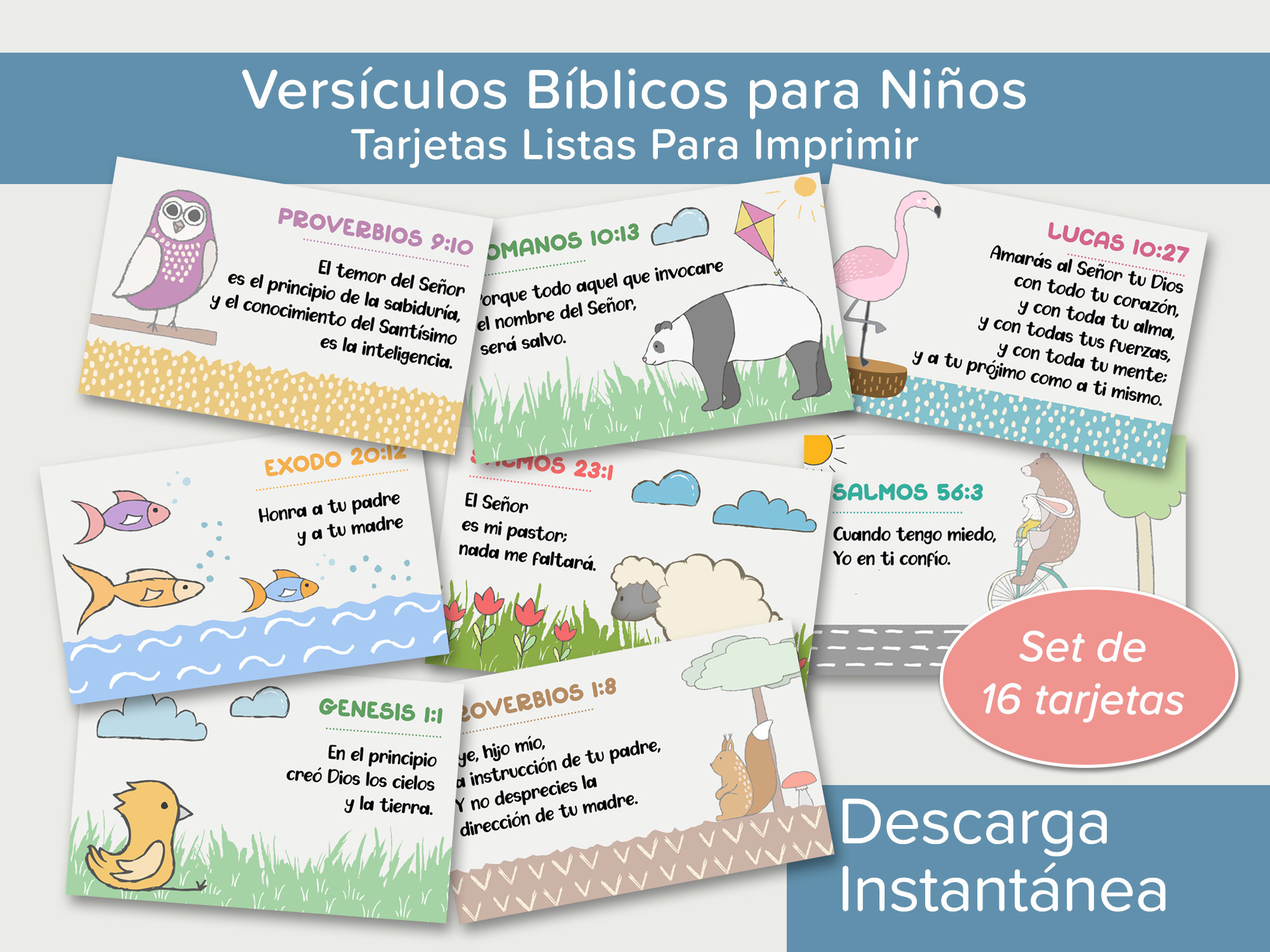 Tarjetas Cristianas Para Memorizar Versiculos Bíblicos Para Niños Con ...