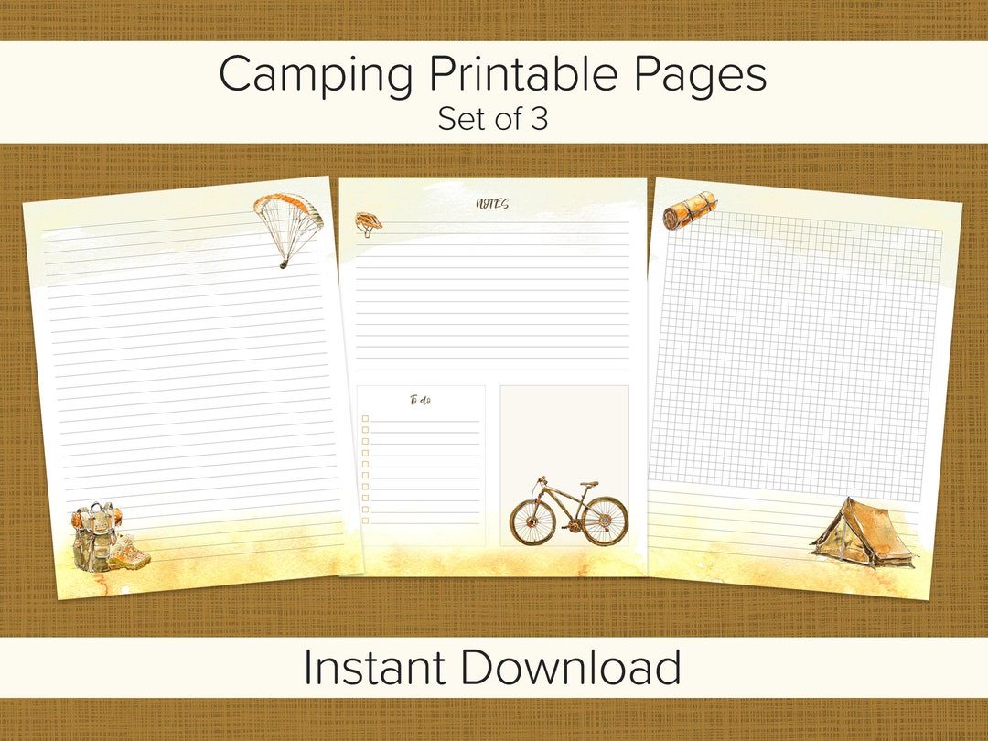 Printable Stationary With Camping Design, Notes Camping Page, Printable ...