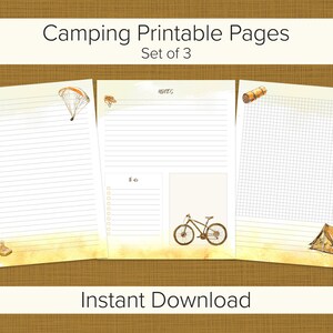 Printable Stationary With Camping Design, Notes Camping Page, Printable ...